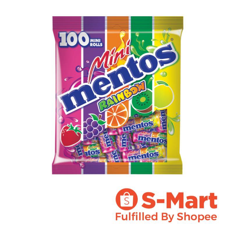 Mentos Mini Chewy Dragees Rolls Rainbow Bag 100x10g (Halal) | Shopee ...