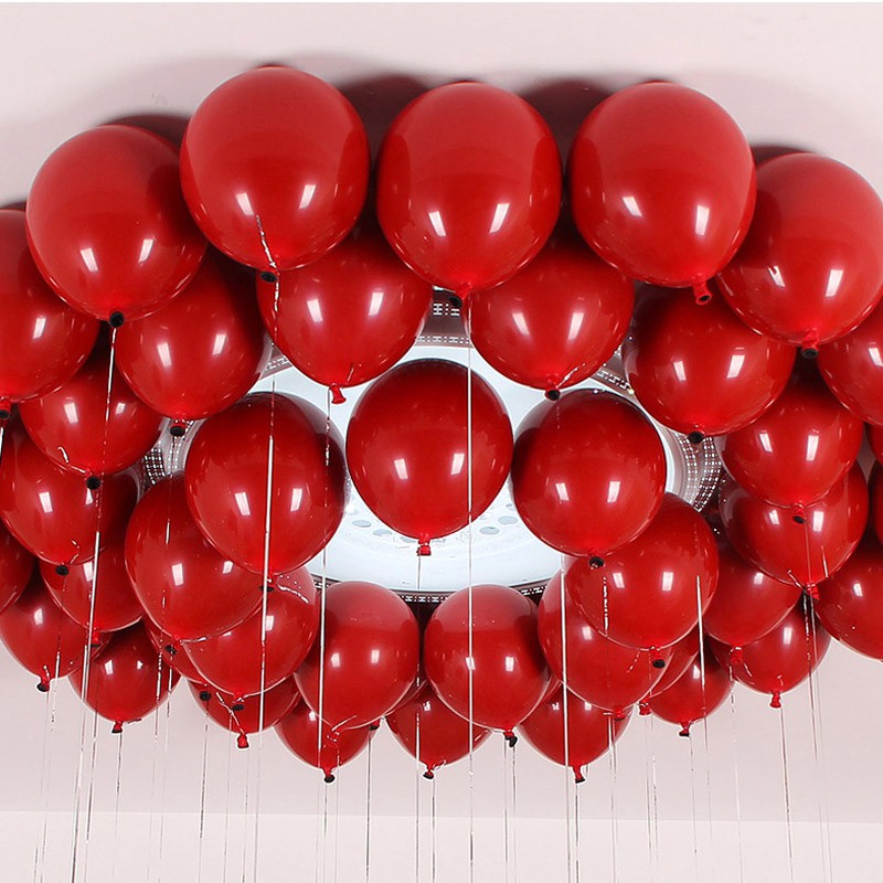 20pcs 10inch ruby red color latex balloons red black helium ballon ...