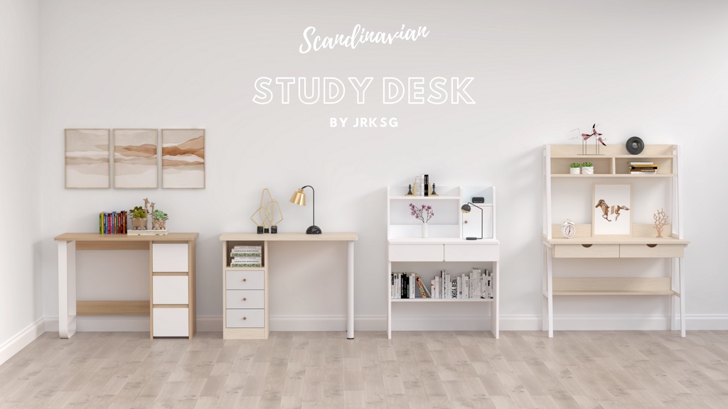 🇸🇬 Scandinavian Study table with shelves Home Furniture Desk Furniture ...