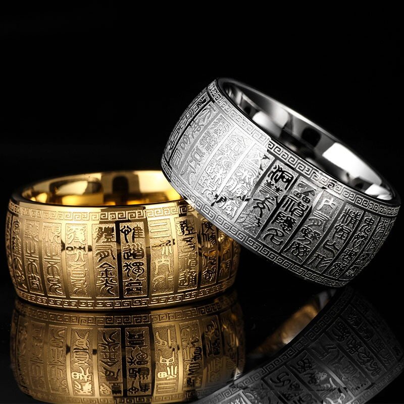 Stainless Steel Gasket Body Taiya Golden Light Mantra Ring Taoist God ...