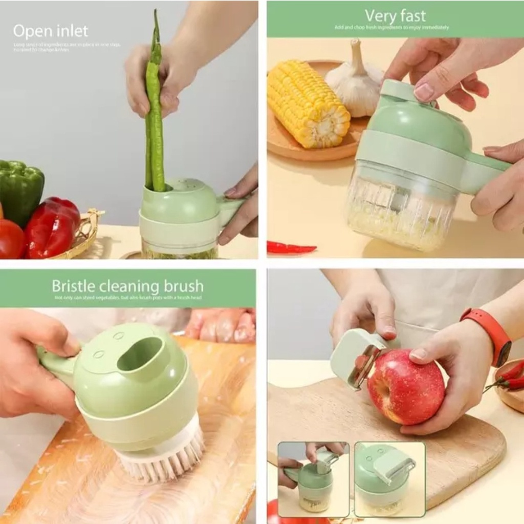 4 in 1 Handheld Electric Vegetable Cutter Shredder Ginger Masher ...