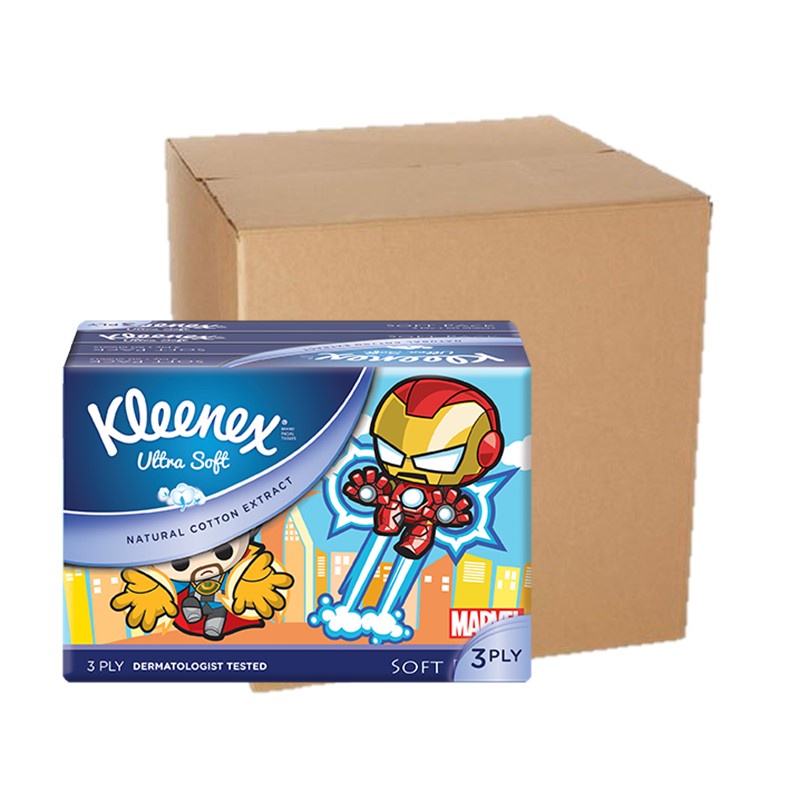 [1 Carton] Kleenex Facial Tissue Soft Pack - 4 Packs x24 (Design might ...
