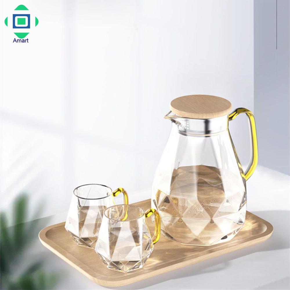 Diamond Glass Tea Set Teapot Hot Cold Water Jug Transparent Coffee Pot ...