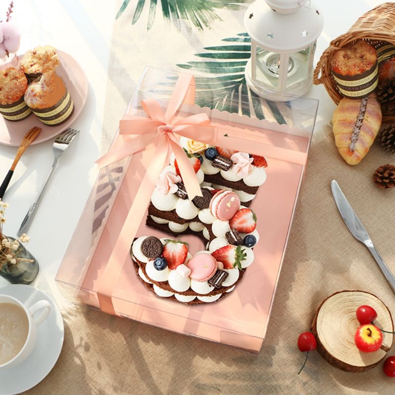 [SG SUPPLIER 🇸🇬] Rectangular Long Cake Box/ Number Cake Box/ PVC ...