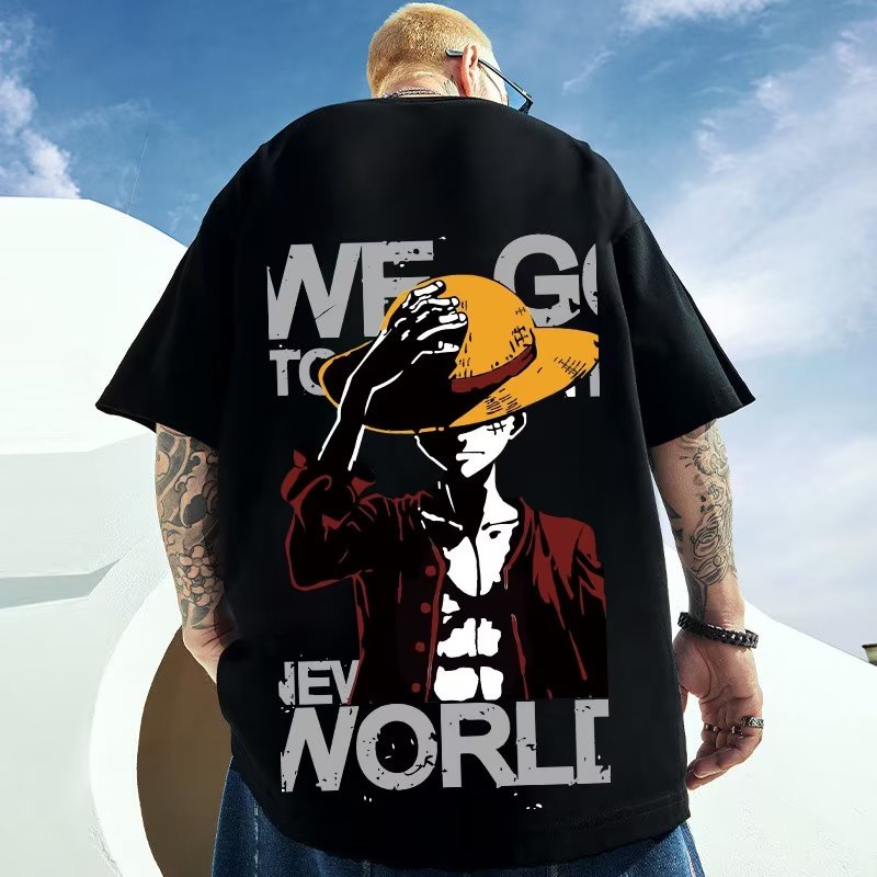 Summer Japanese Anime One Piece Luffy Design Pattern T Shirt Fashion ...