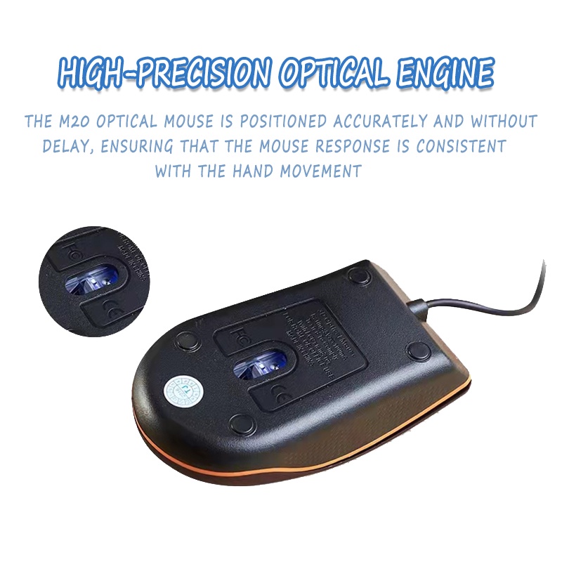 Lenovo M20 USB Wired Mini Optical Mouse 1000 DPI Computer Mice 2 Colors ...