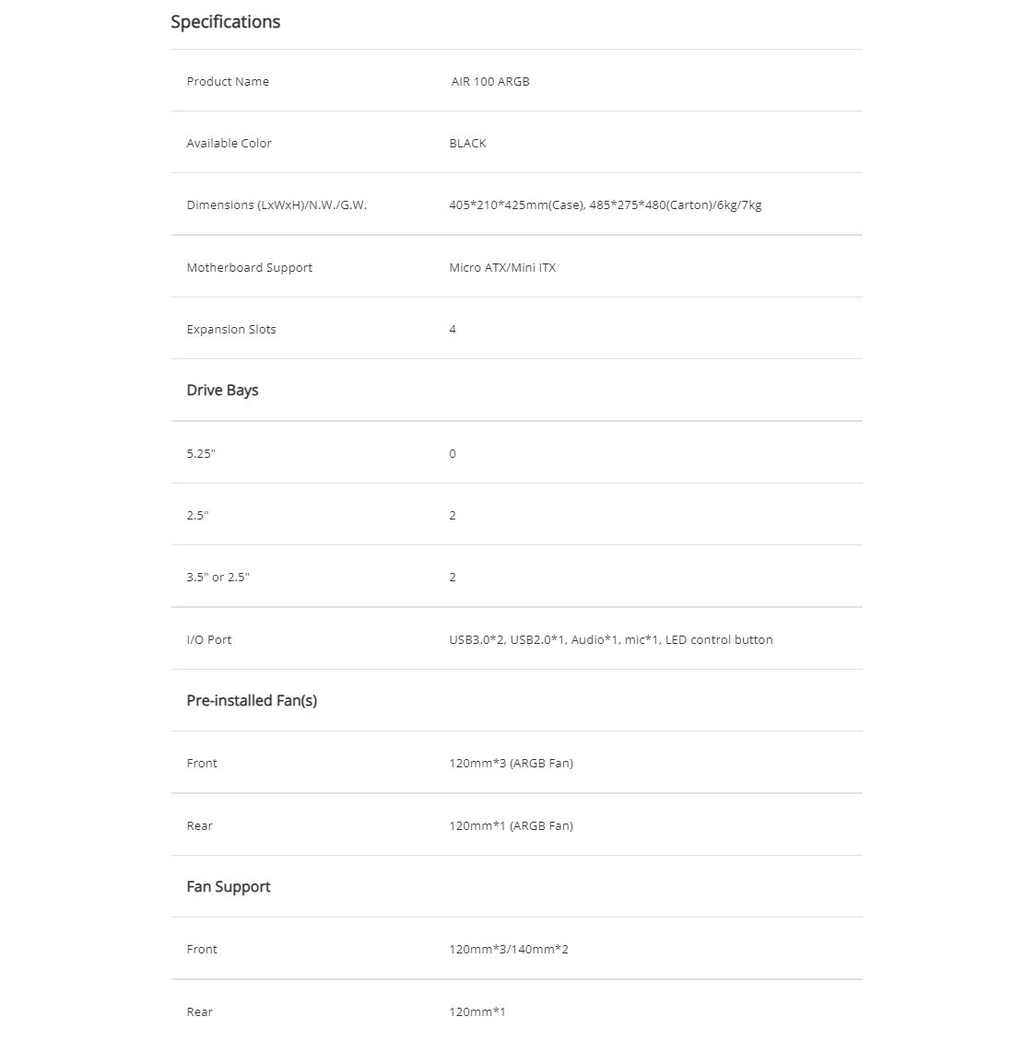 MONTECH AIR 100 ARGB MATX CASE Black/White (1 Year Warranty By Tech ...