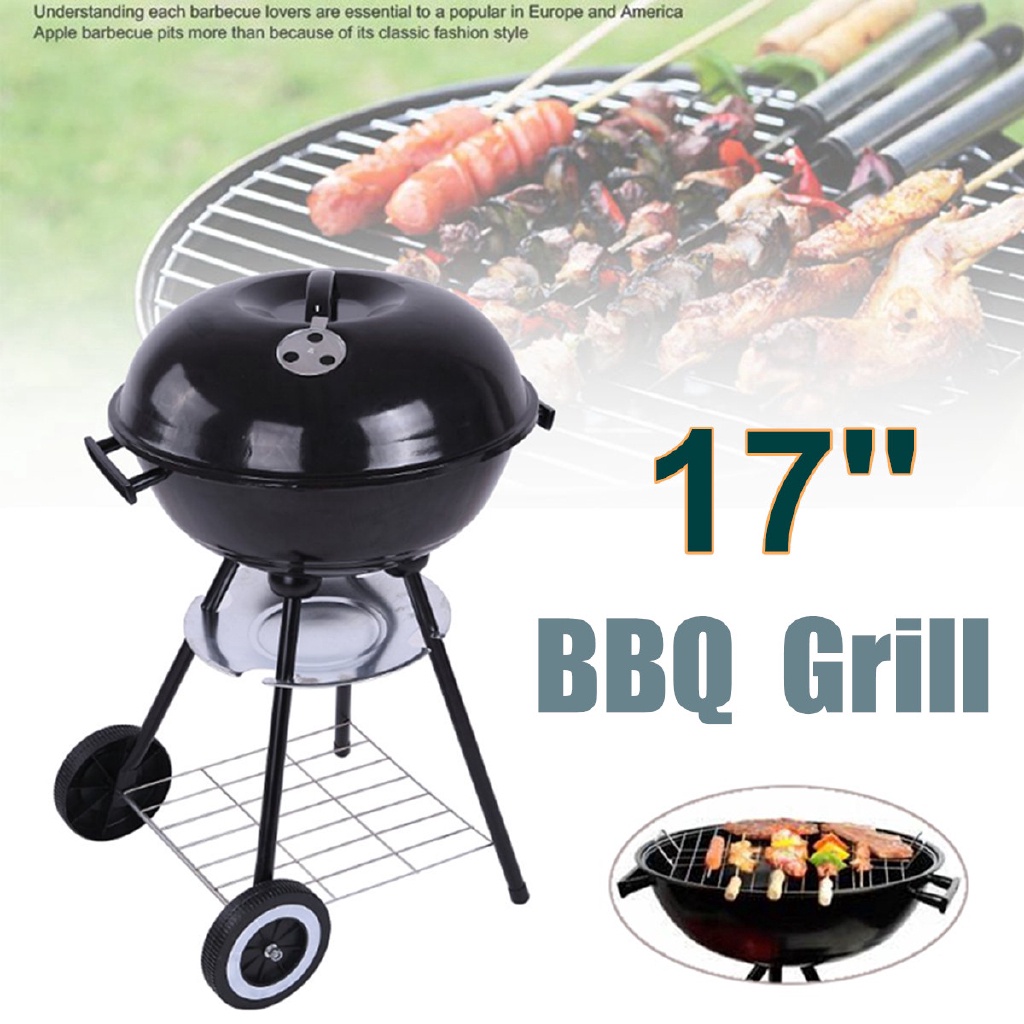 17Inches Trolley Metal Charcoal BBQ Grill Pit Outdoor Camping Cooker ...