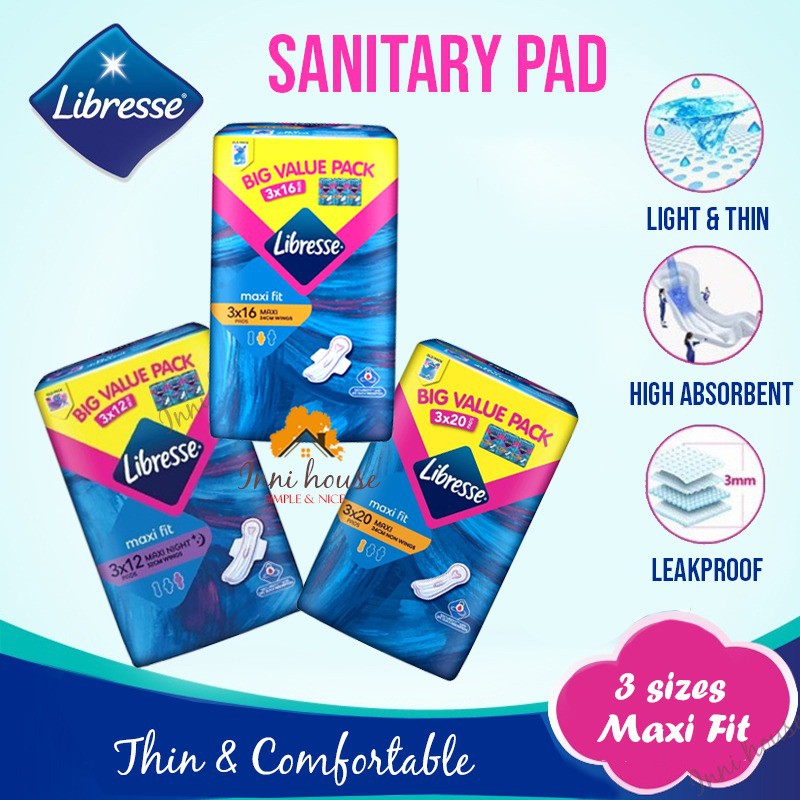 Libresse Maxi Fit Secure Fit Sanitary Pad (24cm/28cm/32cm) | Shopee ...