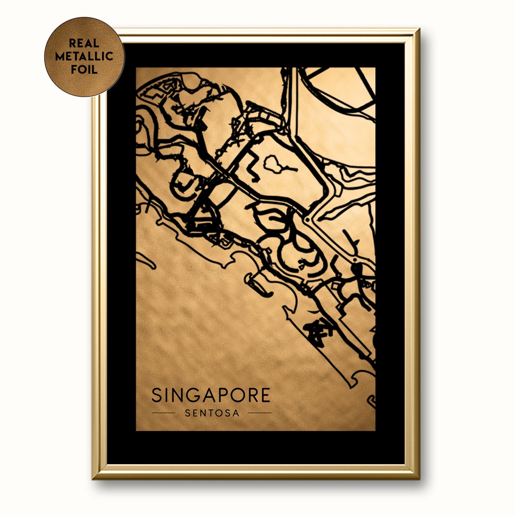 - FREE DELIVERY - Custom Map Print - Framed Poster in Genuine Foil ...