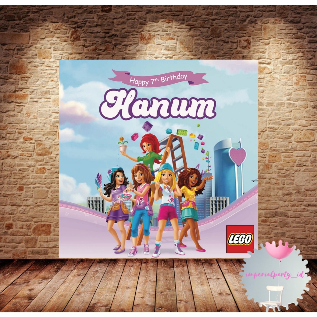 Custom Backdrop Banner Happy Birthday Lego Friends Olivia Girl Banner ...