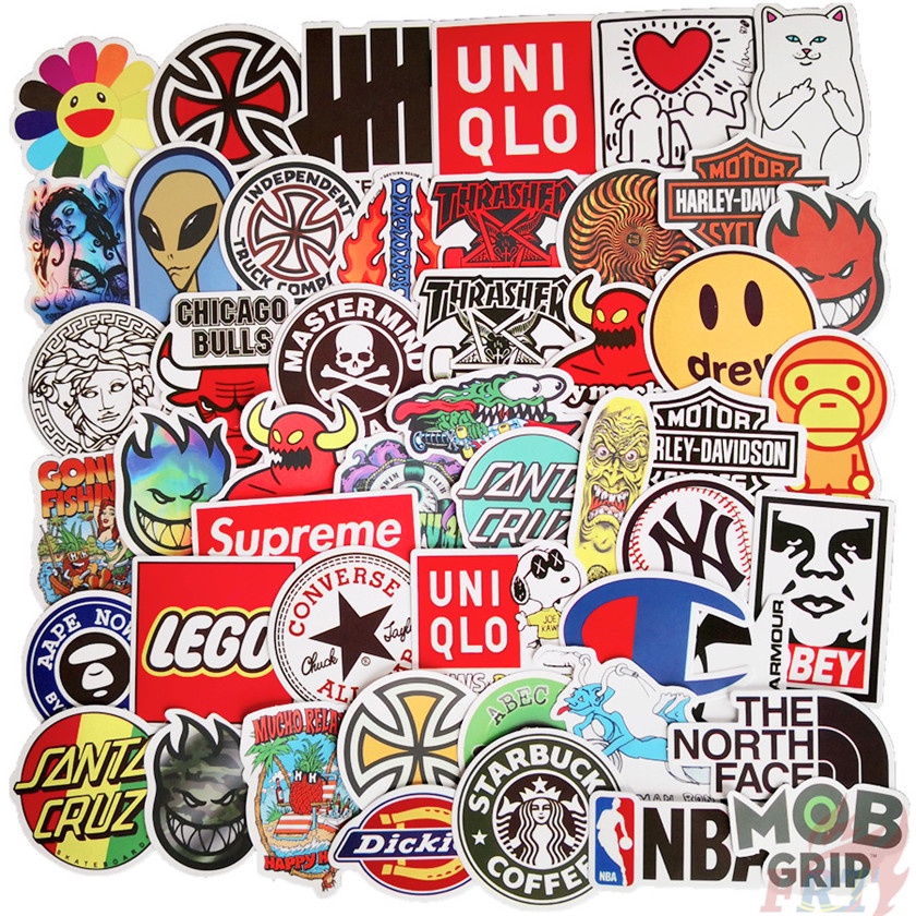 102Pcs/Set Fashion Brand Logo Mixed Waterproof Graffiti Stickers DIY ...
