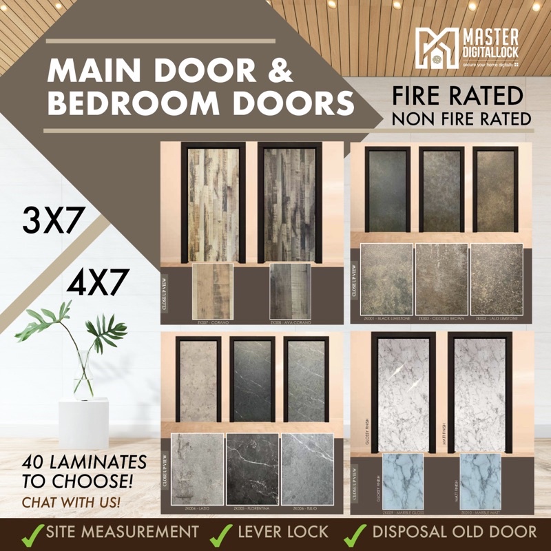 HDB MAIN FIRE RATED / NON FIRE RATED DOOR / BEDROOM DOOR WITH ...