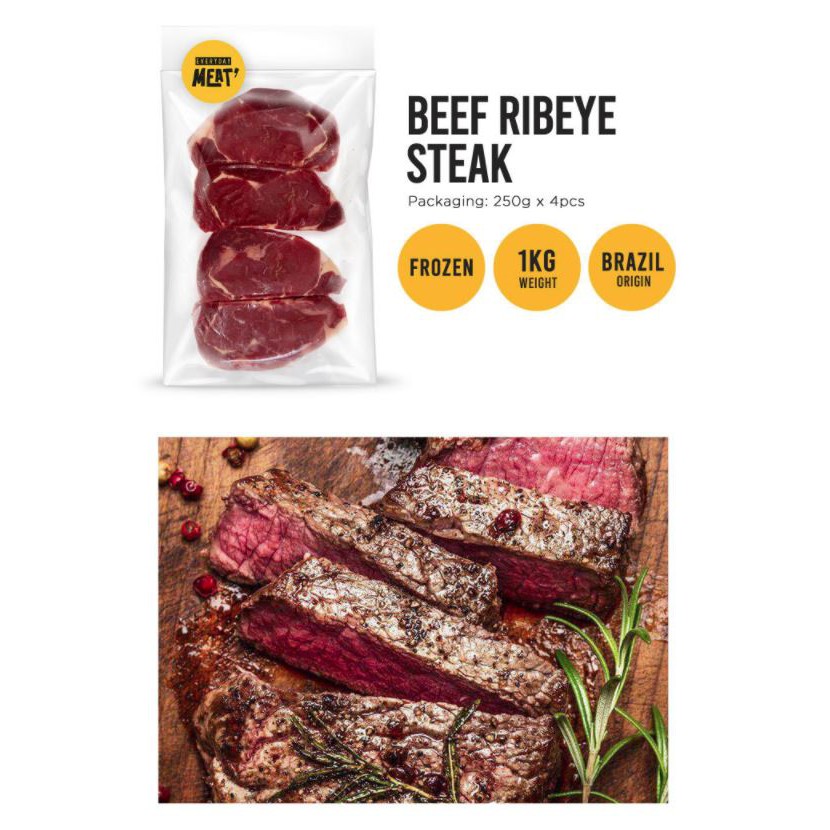 [Everyday Meat] - Beef Ribeye Steak (250g x 4pcs) | Shopee Singapore