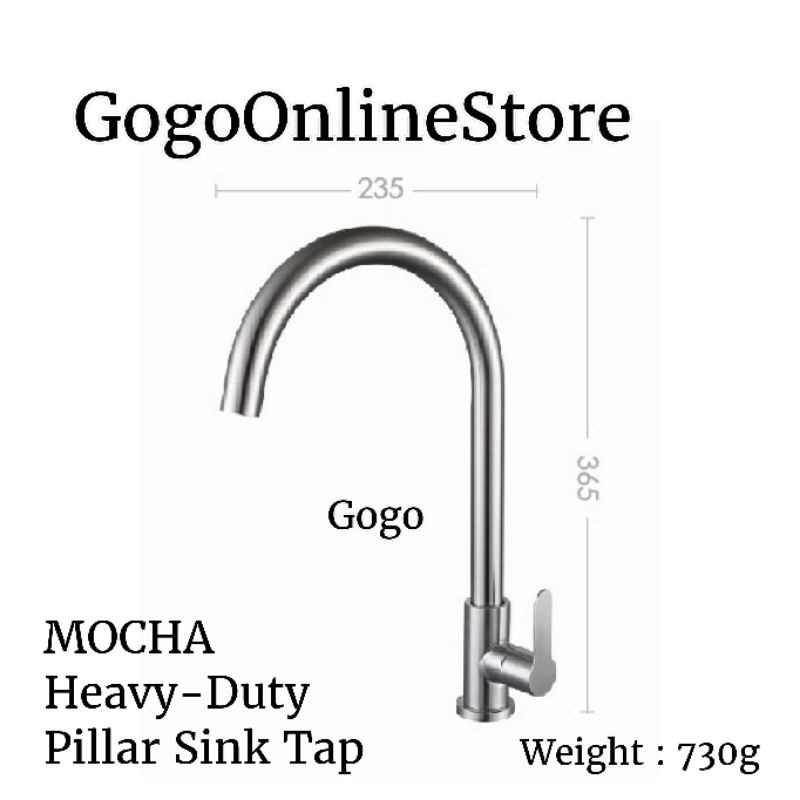 MOCHA Heavy-Duty Pillar Sink Tap / Heavy Duty Kitchen Sink Tap | Shopee ...
