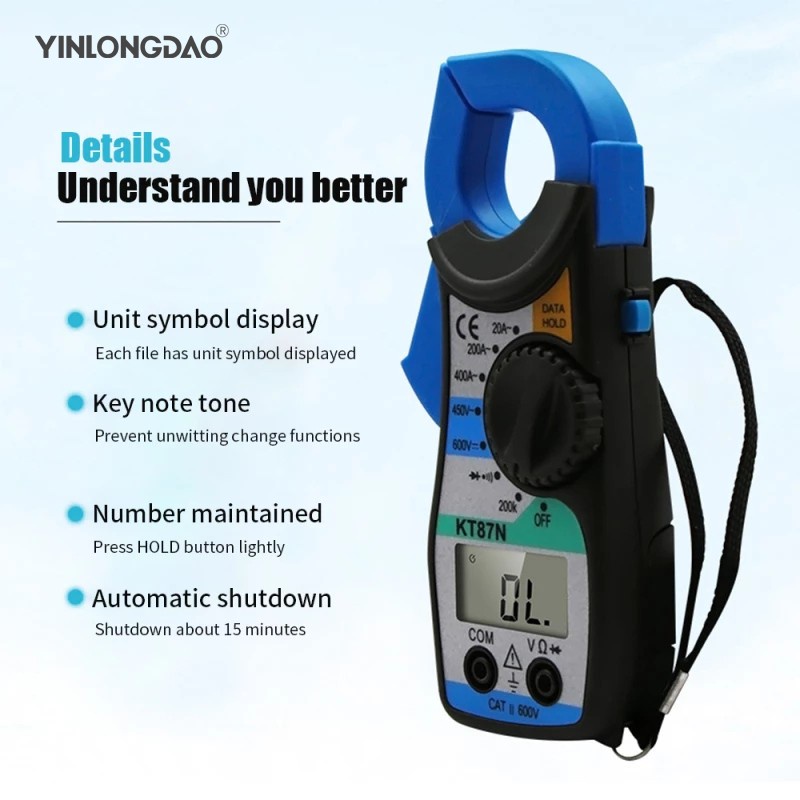 KT87N Mini Digital Clamp Meters AC/DC Voltage AC Current 600v True RMS Multimeter Capacitance ...