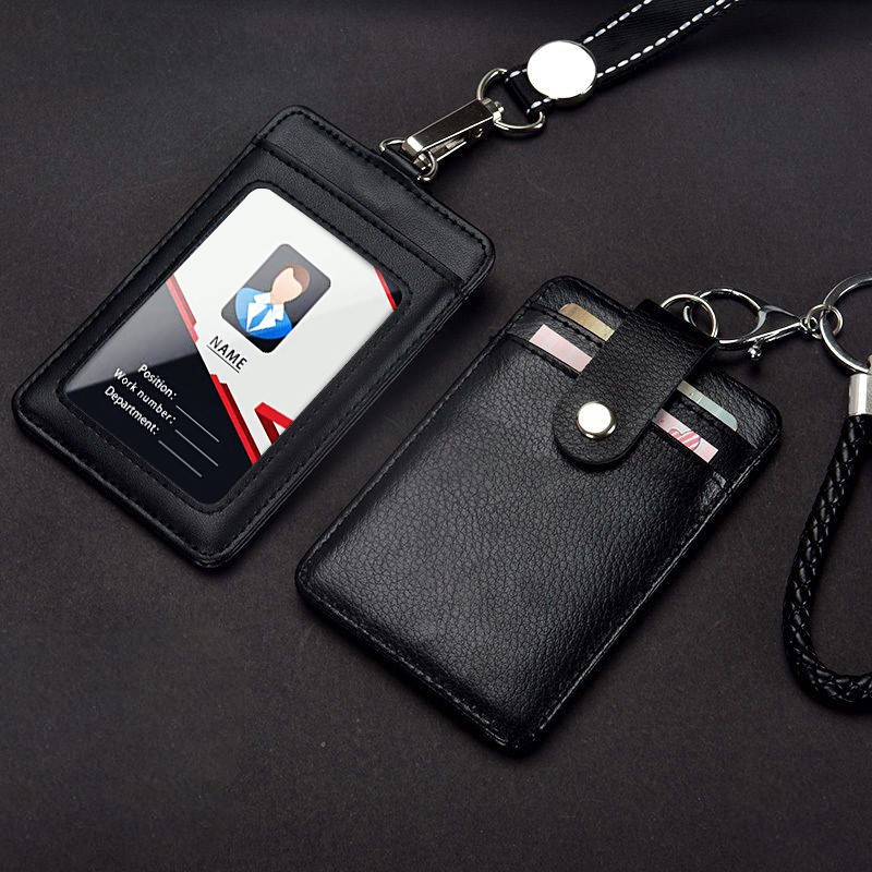 2021 Genuine leather Business Work Card Holder Fashion ID Badge Holders ...
