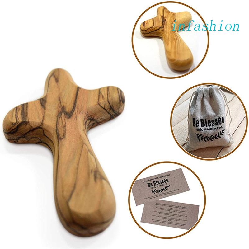 INF Hand Held Wood Clinging Cross Fine Prayer Comfort Holding Wooden ...