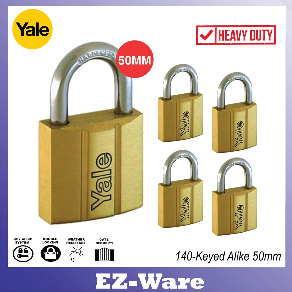 YALE Solid Brass High Security Key Alike Padlock 40mm/50mm 2-5PCS ...