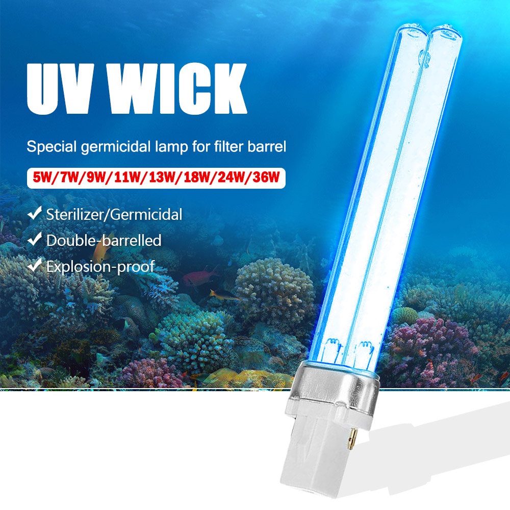 5W~36W UV Wick Replacement Twin Tube Aquarium UV Light 2-Pin G23 UV ...