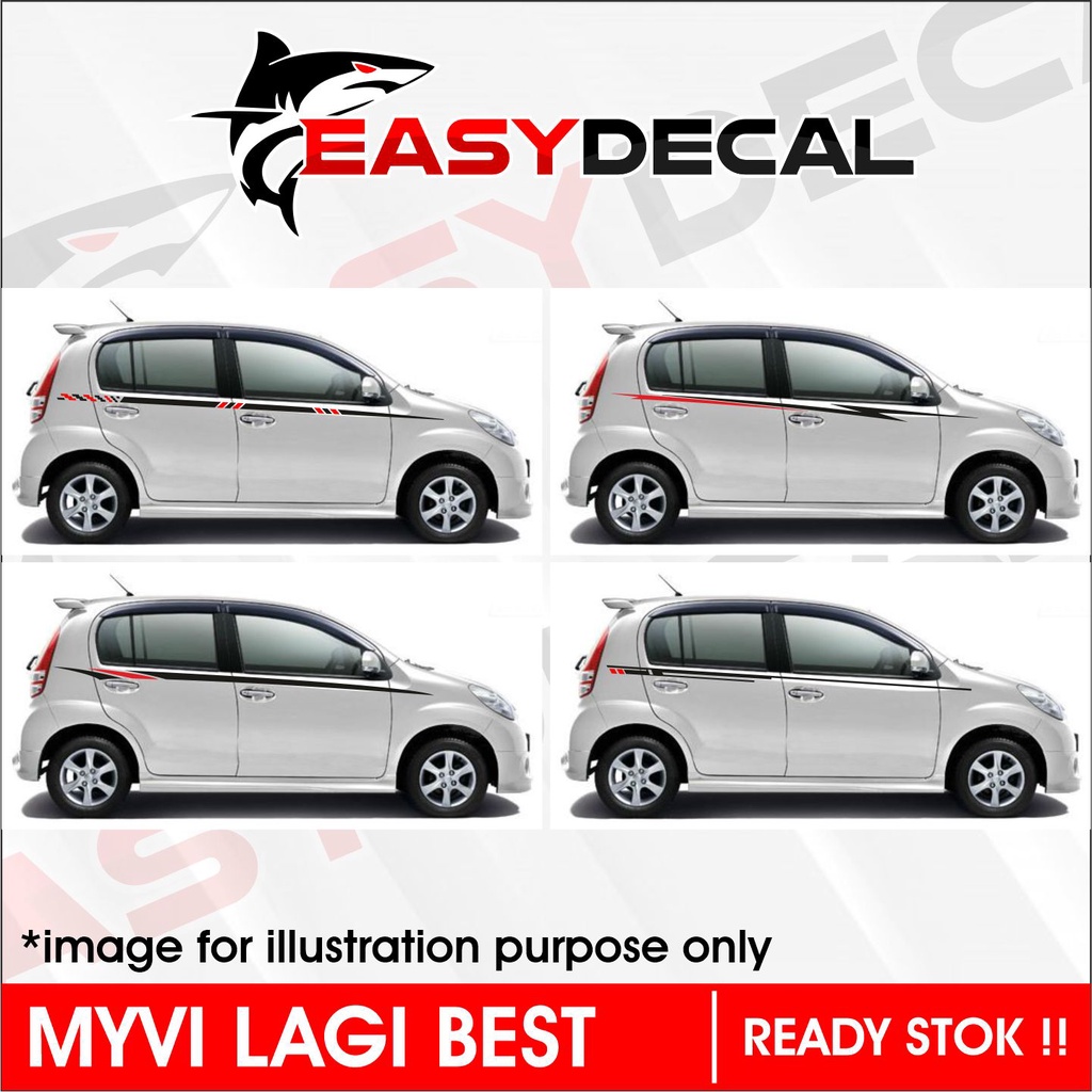 Perodua Myvi Lagi Best body sticker / Racing Stripes / Body lining ...