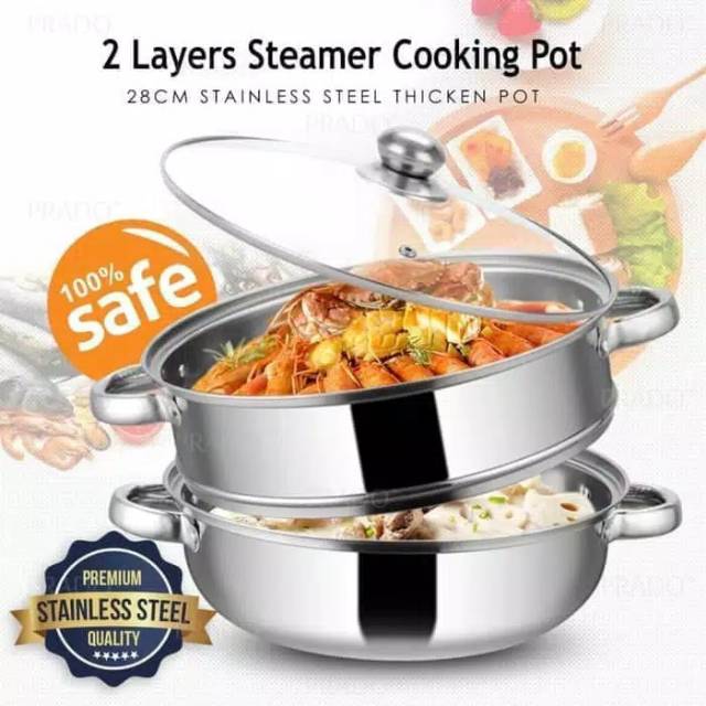 Steamer Pan 2 layers Double Stainless Steel Steamer Pan Dandang 2 layer ...