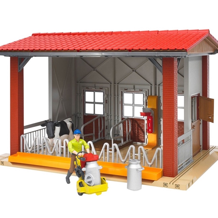 Bruder Cow Barn and Milking Machine with Bruder Woman Figure 62621 ...