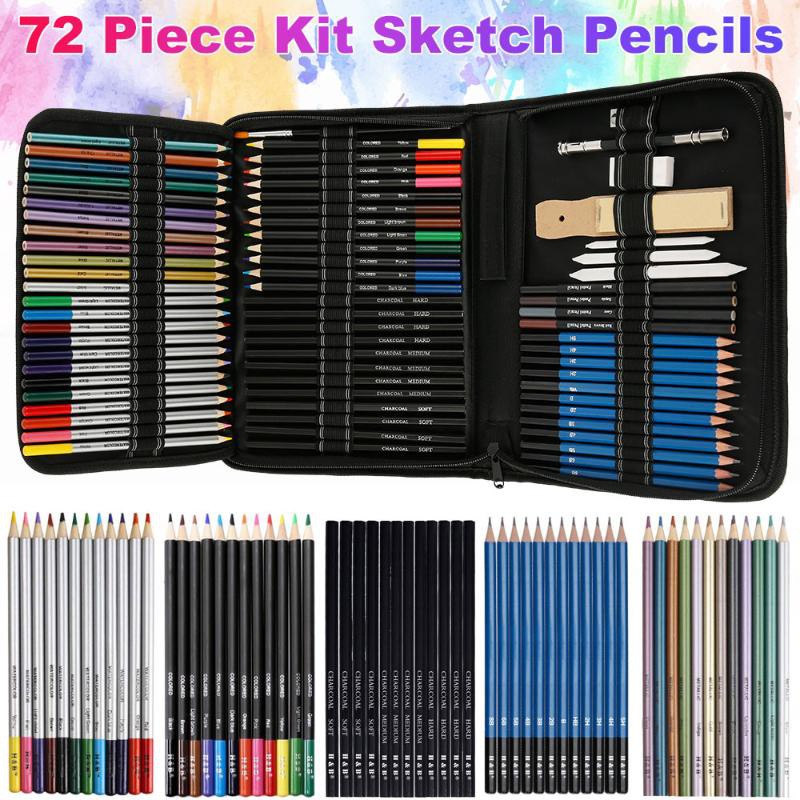 [Smallhouse] 72 PCS Kit Sketch Pencils Artist Stationery Sketch Pensil ...