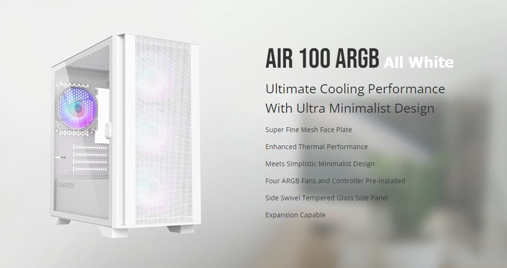 [MATX] MONTECH AIR 100 ARGB TG MATX CASE 4x ARGB FAN WITH PRE-INSTALLED ...