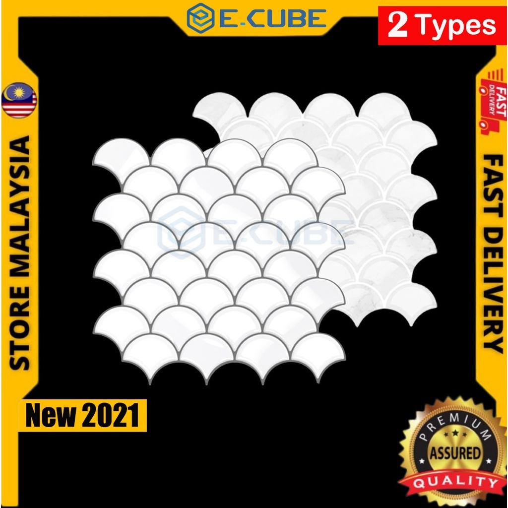 3D Fish Scale Tile Sticker Kitchen Bathroom Wall Tile Sticker Self ...