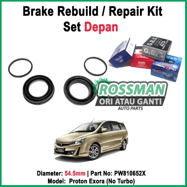 Front Disc Brake Caliper Rebuild/Repair Kit PW810652X Proton Exora (No ...