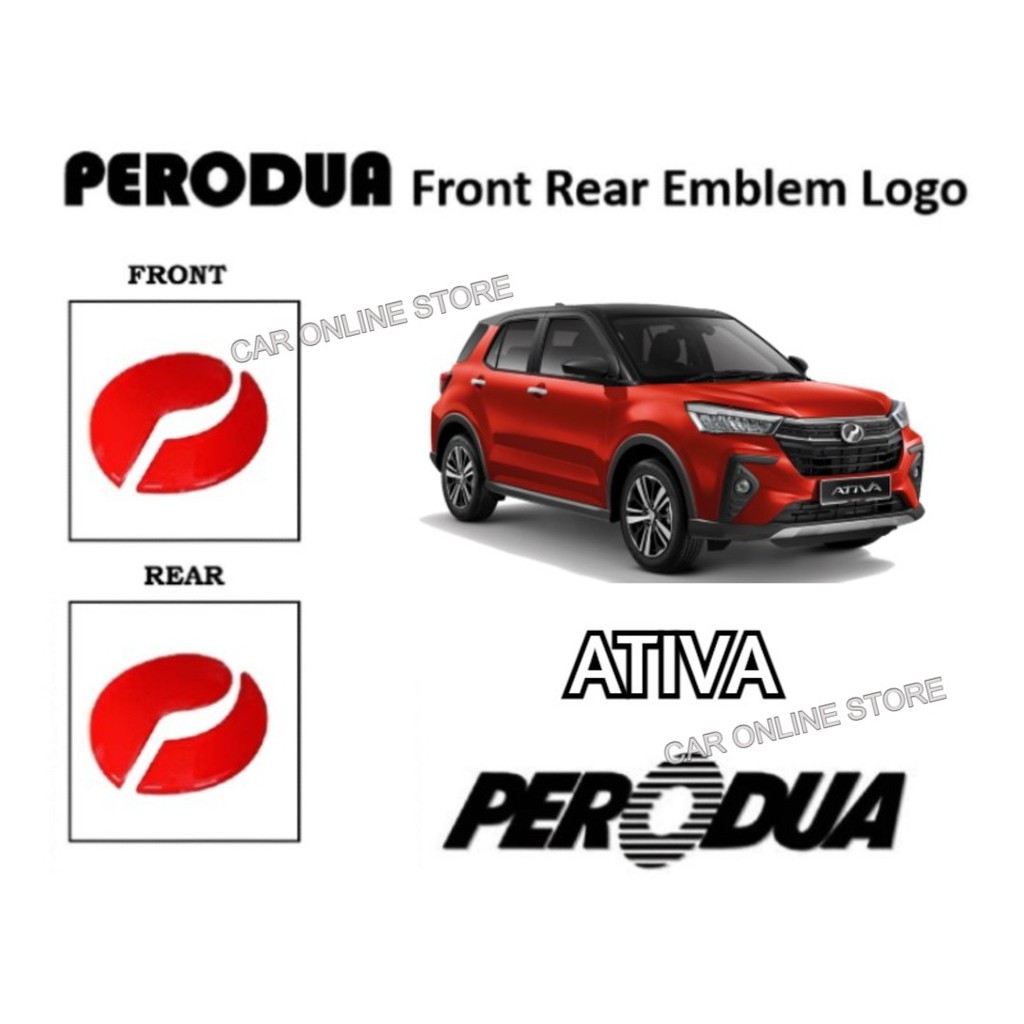 PERODUA ATIVA Logo Red Front Rear Emblem (2PCS) | Shopee Singapore