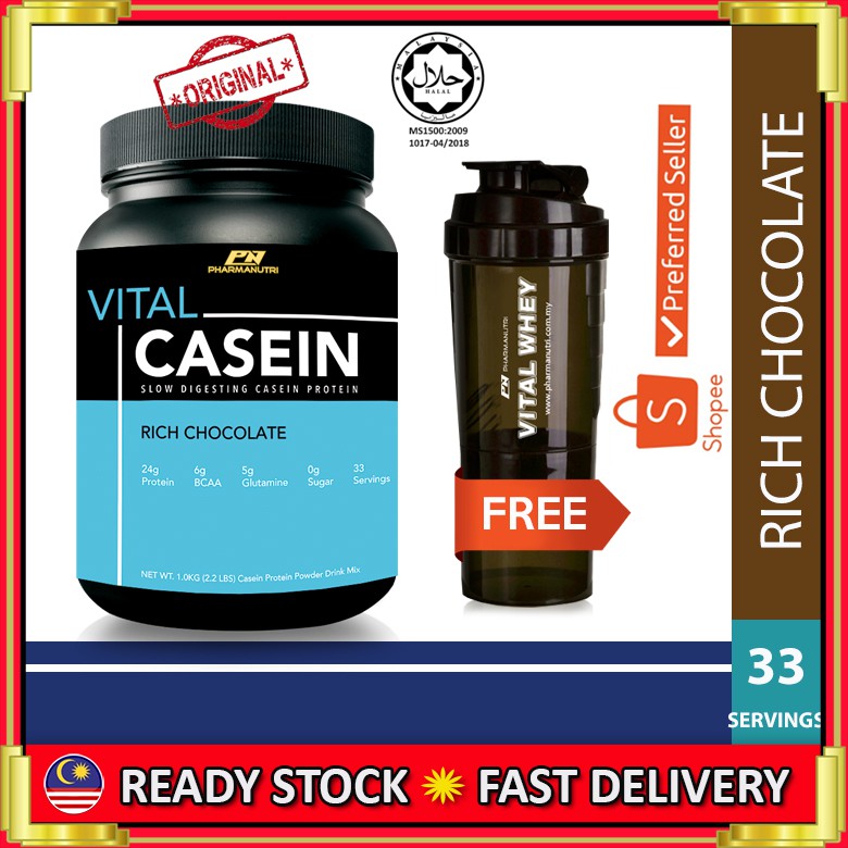 VItal Casein Halal 100% Casein, 1kg, 33 Servings + FREE Vital Whey ...