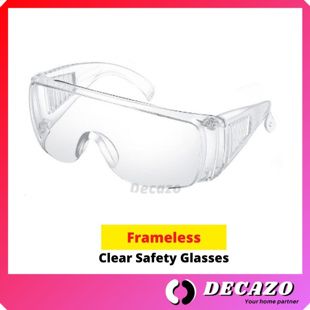 Large Frameless Clear Safety Goggles Eye Protection PPE Glasses Goggle ...