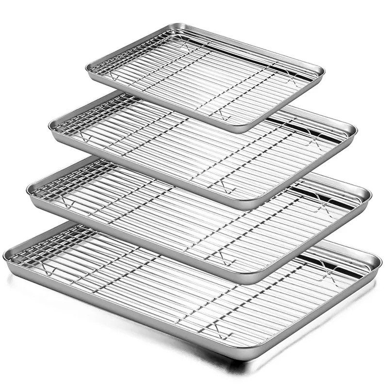 Stainless Steel Baking Tray with Removable Cooling Rack Set Non-stick ...