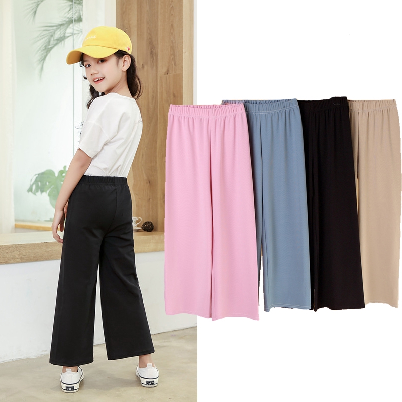 【DL】Kids Girls Palazzo Wide Leg Trouser Childrens Long Baggy High Waist ...