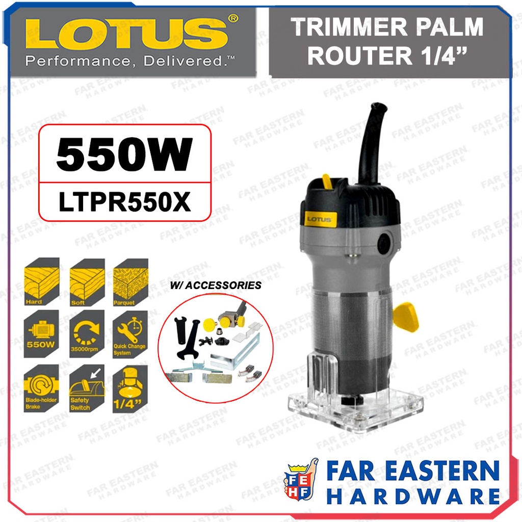 LOTUS LTPR550X Trimmer Palm Router 1/4" 550W LTPTCD | Shopee Singapore