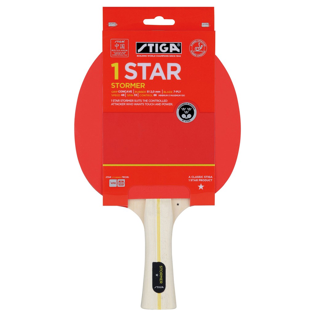 Stiga Table Tennis Bats - 1 ★ STORMER (Red) | Shopee Singapore