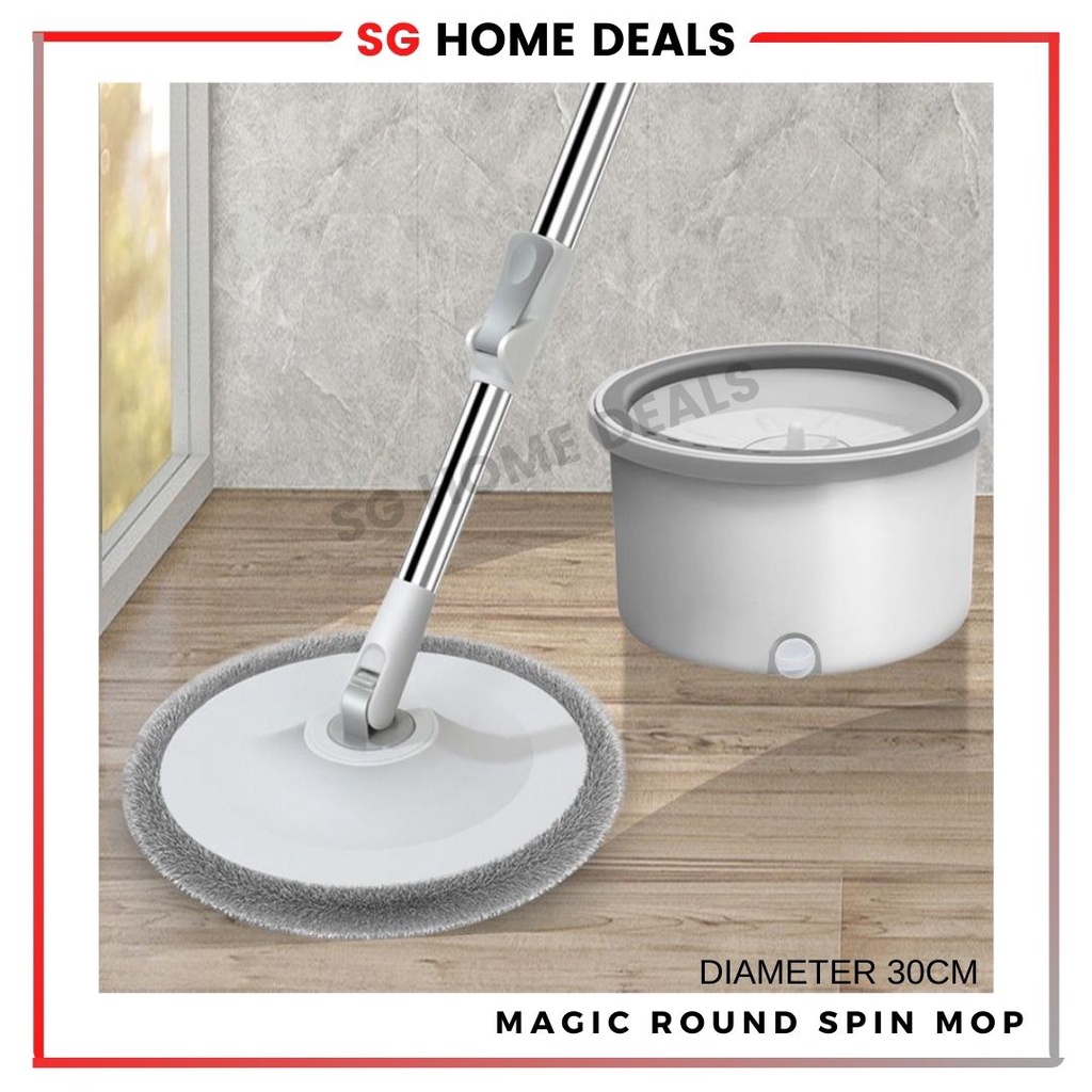 [SG STOCKS] Magic 360° Spin Round Microfiber Mop With 2L Bucket ...