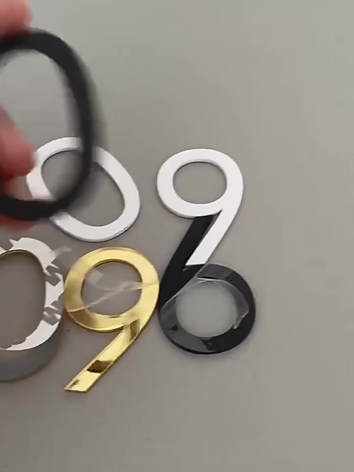 10Pcs Self-adhesive 3D Numeral Plate Plaque Sign Gate Digits Number Tag ...