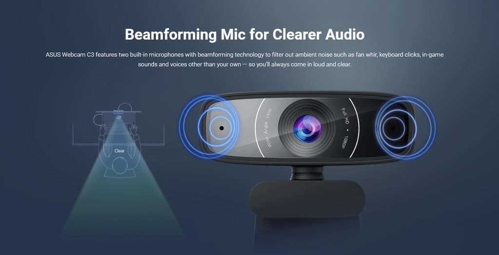 ASUS Webcam C3 1080p HD USB Camera -Beamforming Microphone,Tilt ...