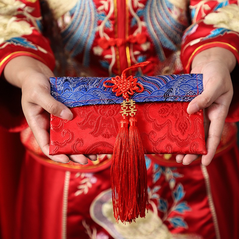 CNY Angbao 2025 Snake Year Wedding Angbao Fu Brocade Fabric Chinese ...