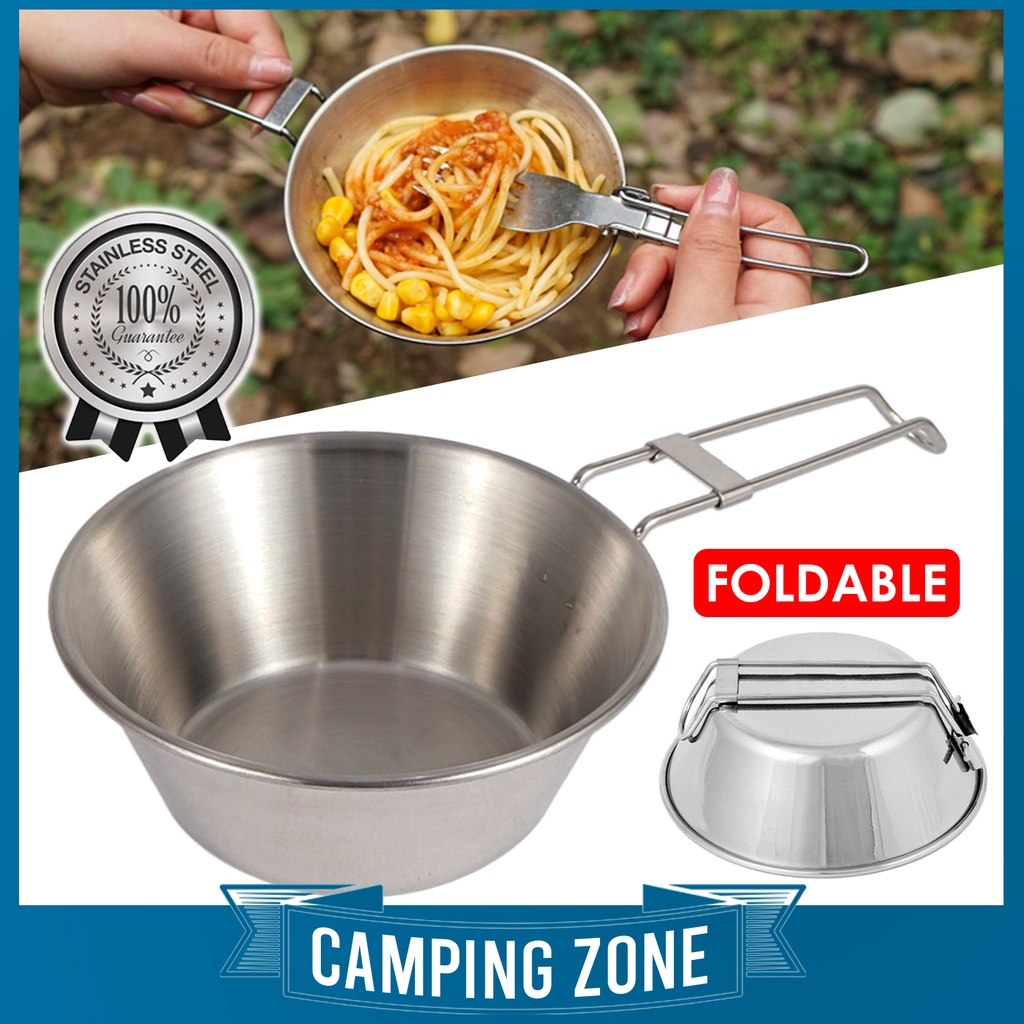 Foldable Stainless Steel Bowl Camping Cookware Outdoor Hiking Cookware ...