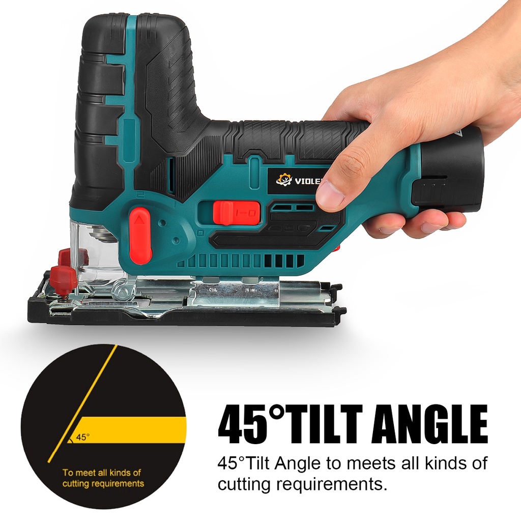 12V Cordless Jig Saw Electric Jigsaw 1080W 70mm 6 Speed Adjustable ...