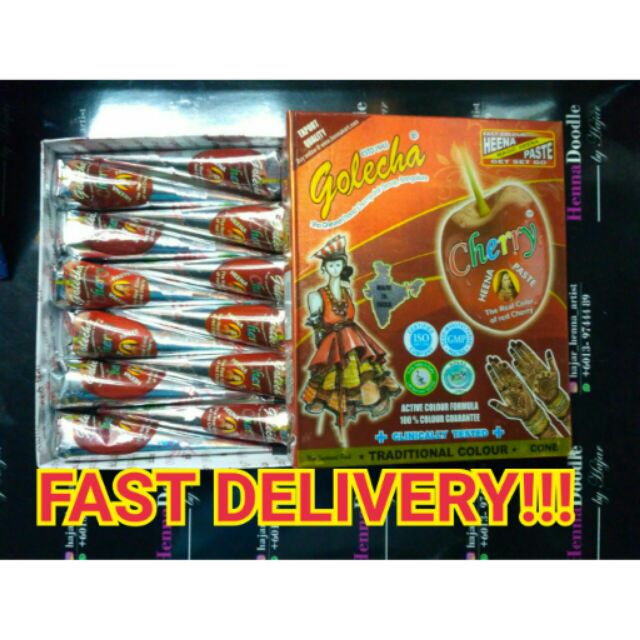 1 BOX GOLECHA RED CHERRY HENNA 12 CONE INAI | Shopee Singapore