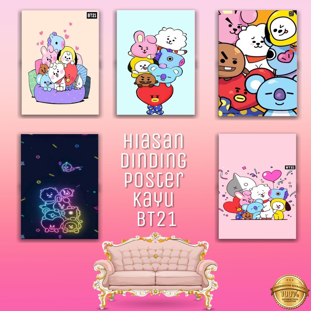 HIASAN DINDING KAYU Bt21 Wall Hanging Wooden poster Display | Shopee ...