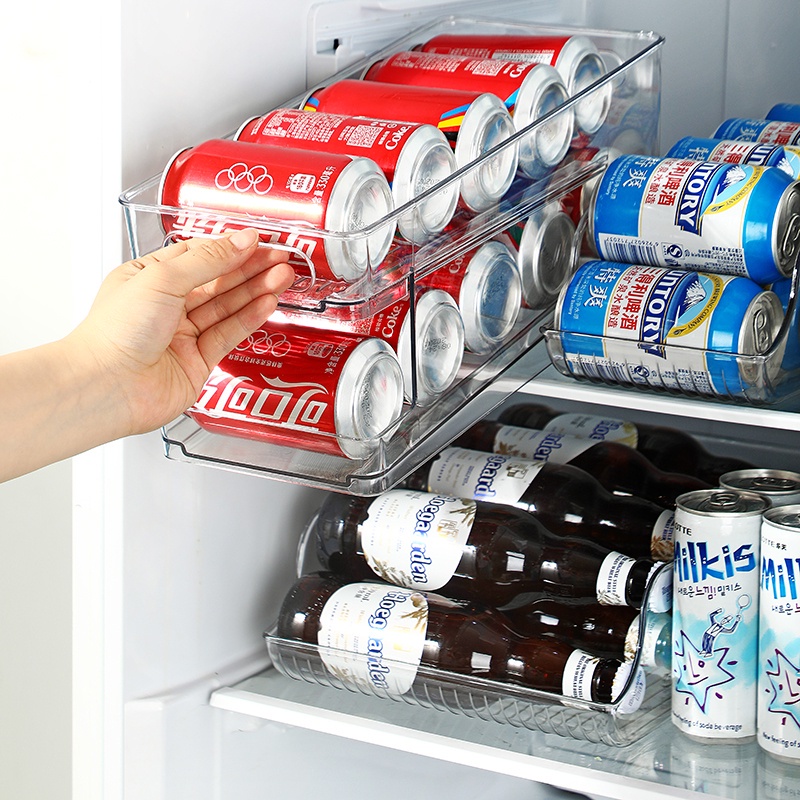 Refrigerator Space Saver Scrollable Cans Storage Box Fridge Cupboard ...
