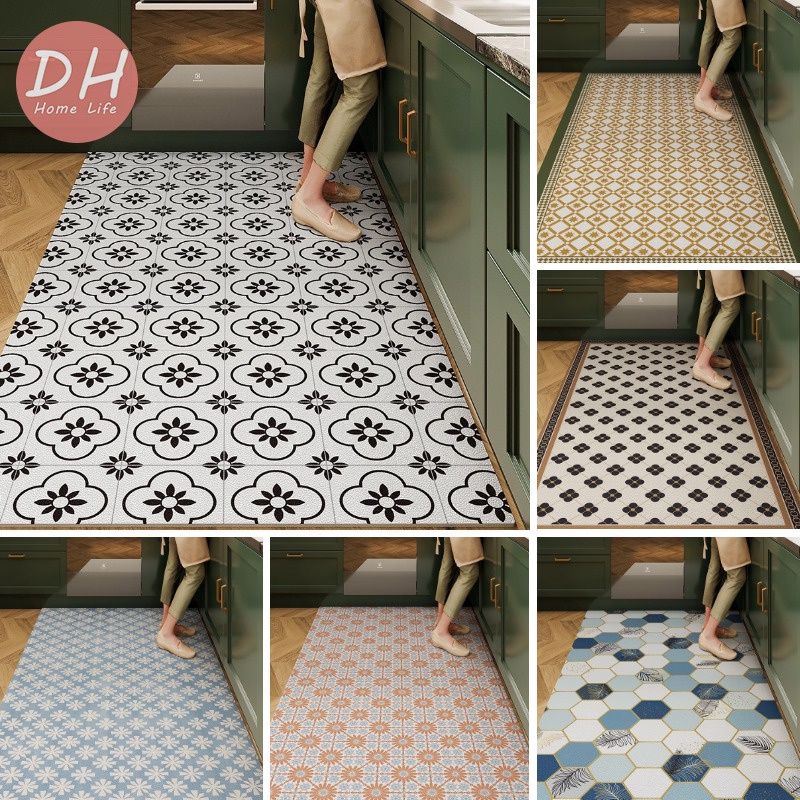 [DH Life]Premium Pvc Kitchen Floor Mat Waterproof Pu Leather Mat Non ...