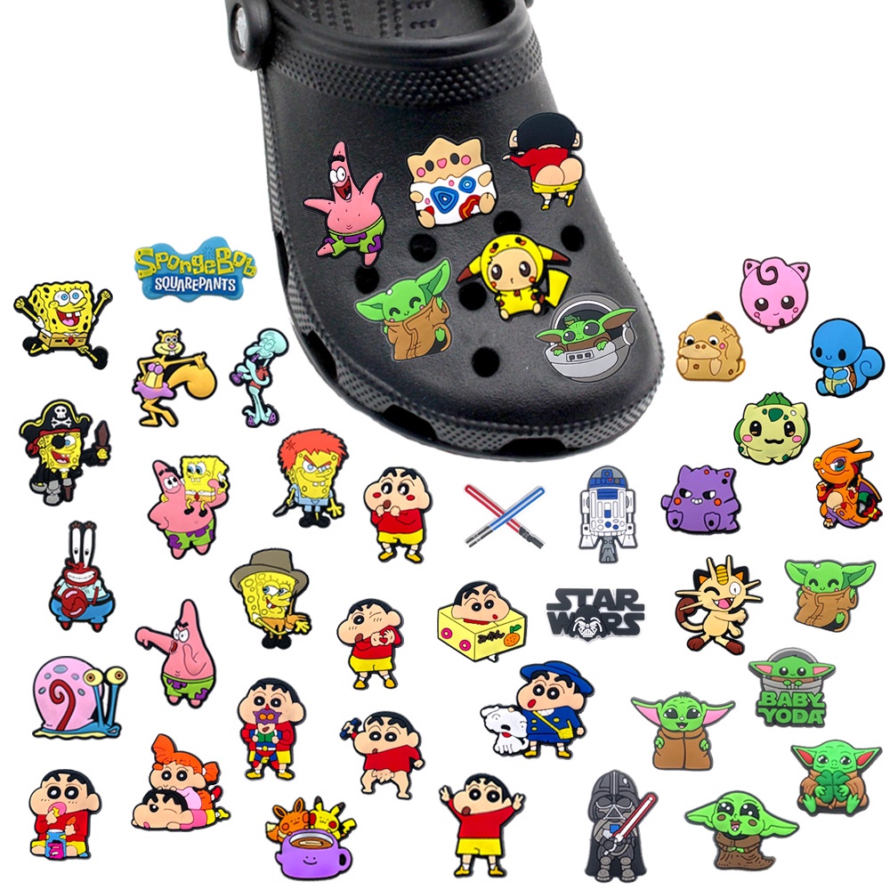 Cartoon SpongeBob SquarePants Pikachu Crayon Shin-chan Yoda New shoe ...