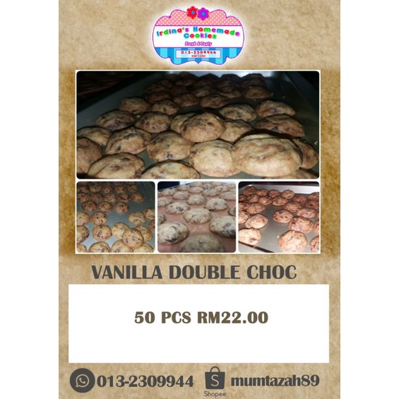 (Homemade) Kuih Raya Biskut Coklat Chips/Vanilla double choc sedap ...